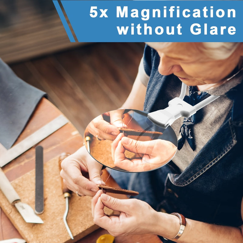 Hands-Free Magnifying Glass with Neck Strap - 5X Magnification for Rea ...